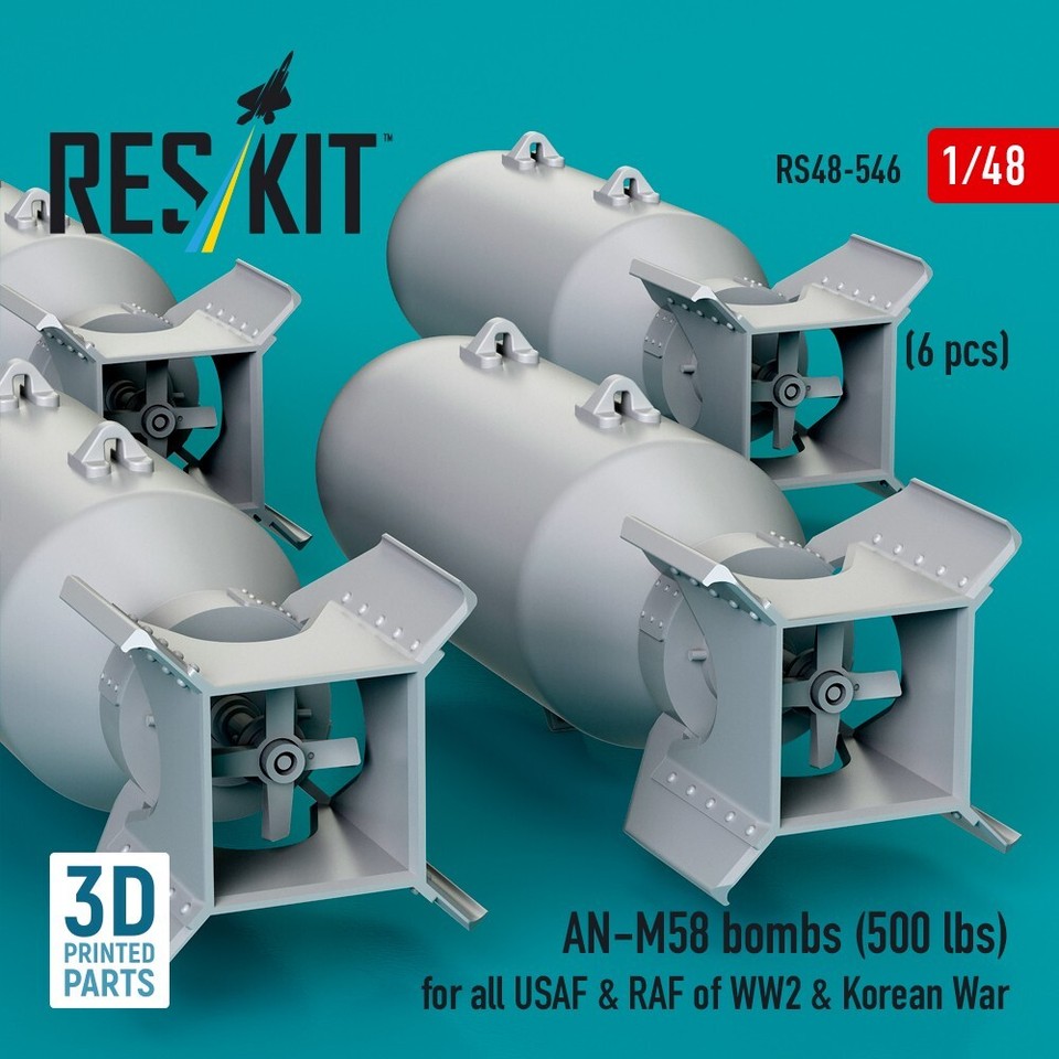 AN-M58 bombs (6 pcs) (500 lbs) for all USAF & RAF 1/48 ResKit RS48-0546 ...