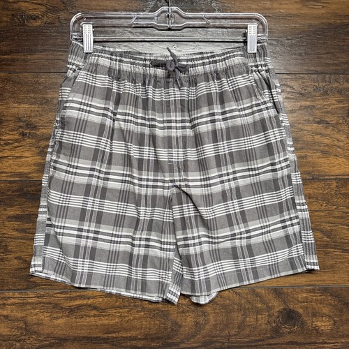 Basic Editions Men's Elastic Waist Shorts - Gray Plaid, Drawstring - Size Small | eBay