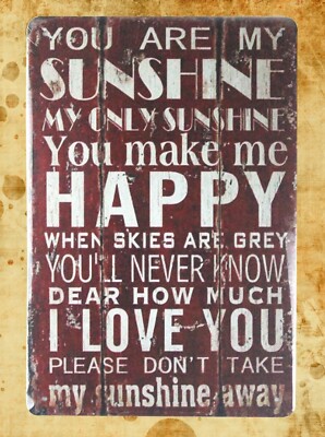 You are my Sunshine tin metal sign room designs bedroom | eBay