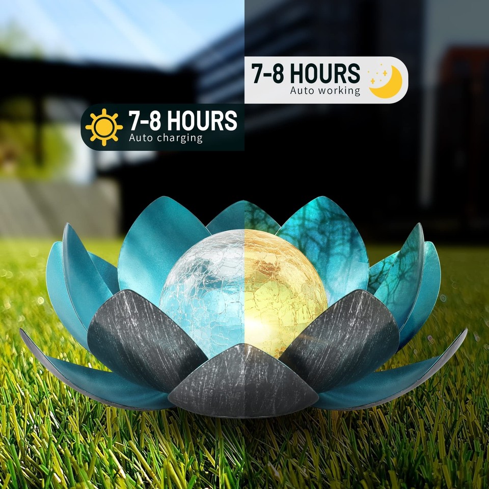 Lotus Solar Lights Outdoor,Solar LED Powered Garden Light Waterproof ...