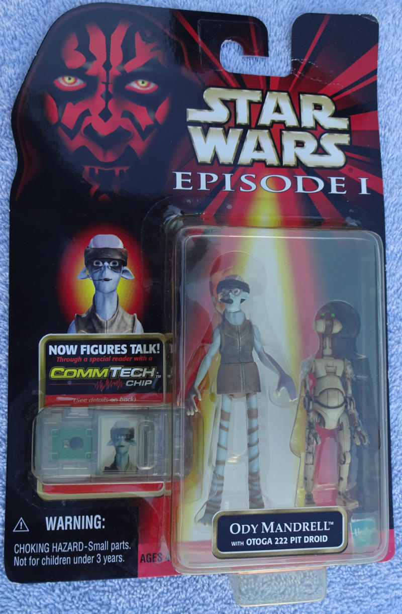 STAR WARS EPISODE 1 Action Figure, ODY MANDRELL, w/ Pit Droid, comm ...
