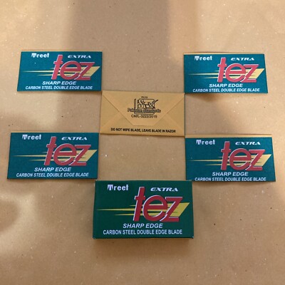 5 Double Edge Razor Blades, Treet Extra Tez Carbon Steel Double Edge ...