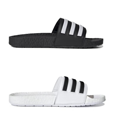 adidas Adilette Boost Slides 'Black White Stripes' 'white black stripes ...