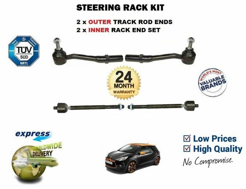 FOR CITROEN DS3 2009--> 2x INNER & 2x OUTER STEERING TRACK RACK TIE ROD ...