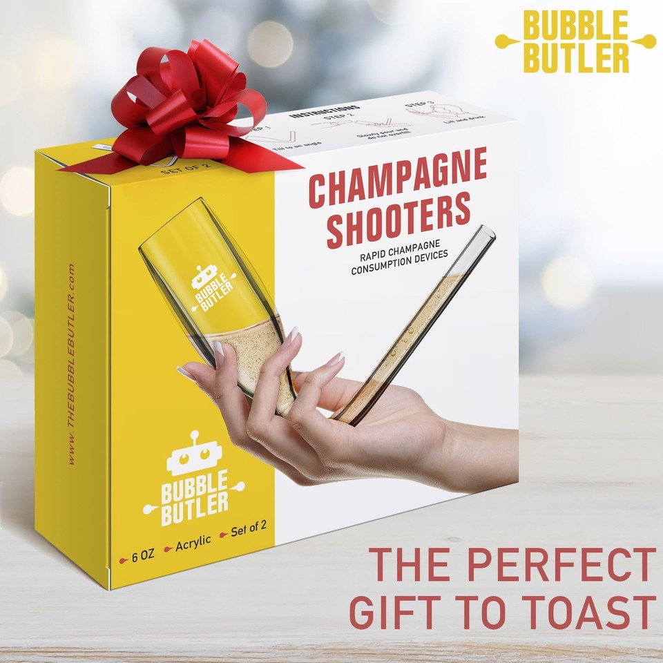Bubble Butler Plastic Champagne Glasses (6oz) - Recyclable, Unbreakable ...
