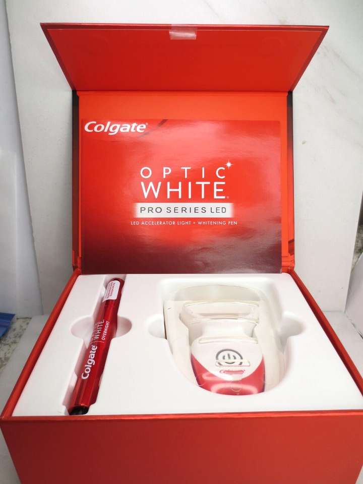 COLGATE OPTIC WHITE PRO SERIES LED DEVICE LIGHT TEETH WHITENING KIT NWB ...