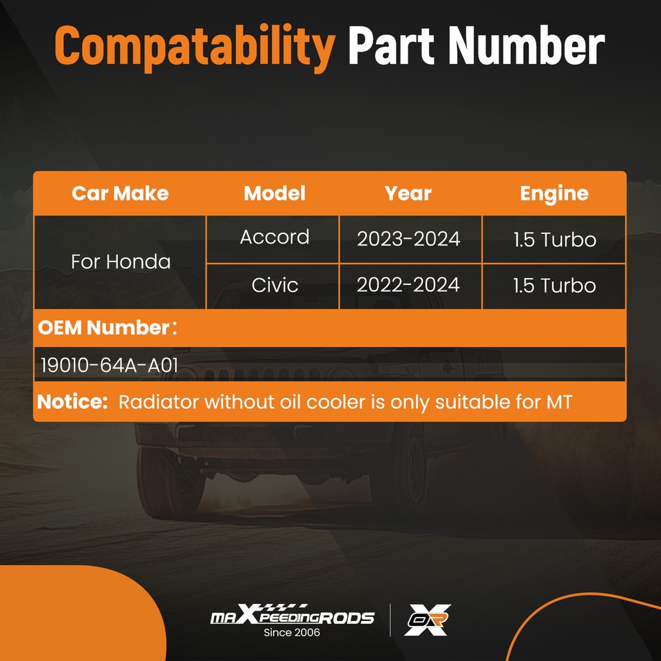 Aluminum Core Radiator For Honda Civic 1.5 Turbo 19010-64A-A01 2022 ...