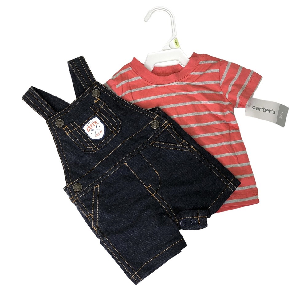 New Baby Boy Carter's 2-Piece Tee & Shortalls Set 3 Months Little Cute ...
