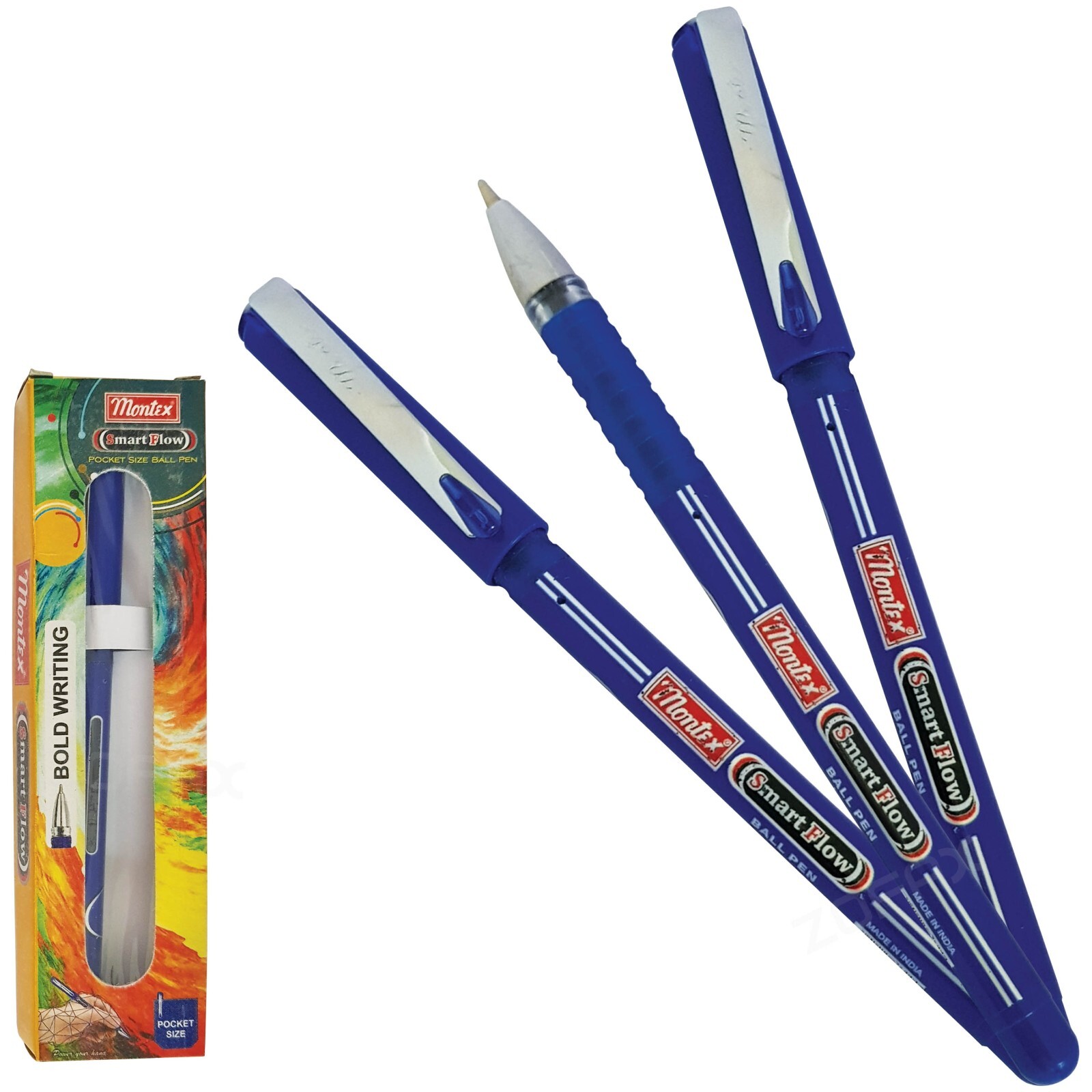 0.7mm Fine Tip Ball Pen MONTEX Smart Flow BLUE Ballpoint Pen Writes ...