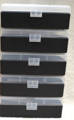 5 x BERRY'S PLASTIC AMMO BOX, CLEAR/BLACK 50 Round 44 SPL / 44 MAG / 45 ...