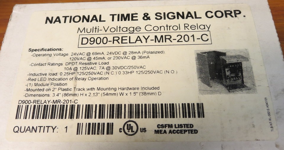 National Time And Signal D900-RELAY-MR-201-C Multi-Voltage Control ...