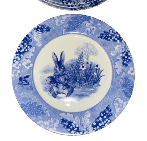 Peter Rabbit Blue Toile Lapin 8 Inch Salad Plates. Set Of 4 Beatrix ...