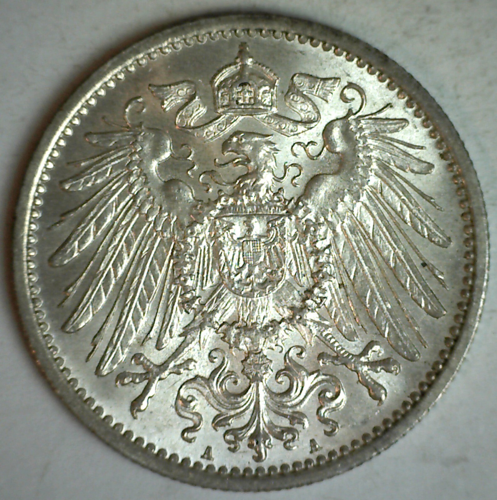 1909 A Germany BU Silver 1 Mark Coin Wilhelm II Ruler Imperial Eagle ...