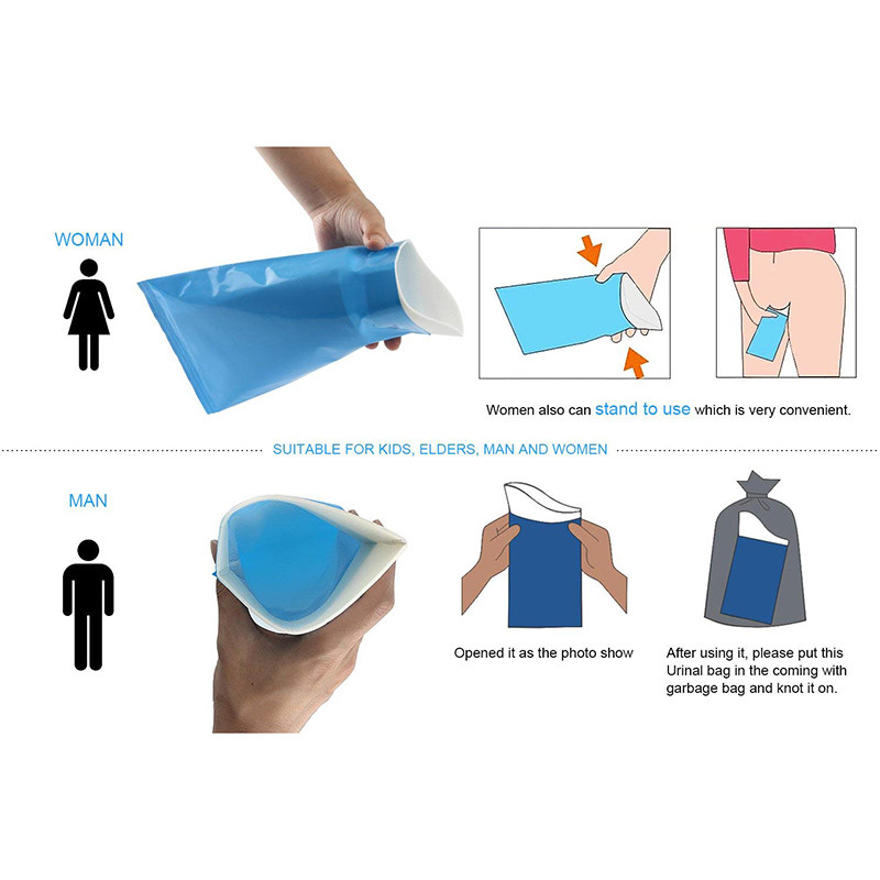 10Pc Portable Travel Disposable Urinal Urine Wee Bags Camping Car ...