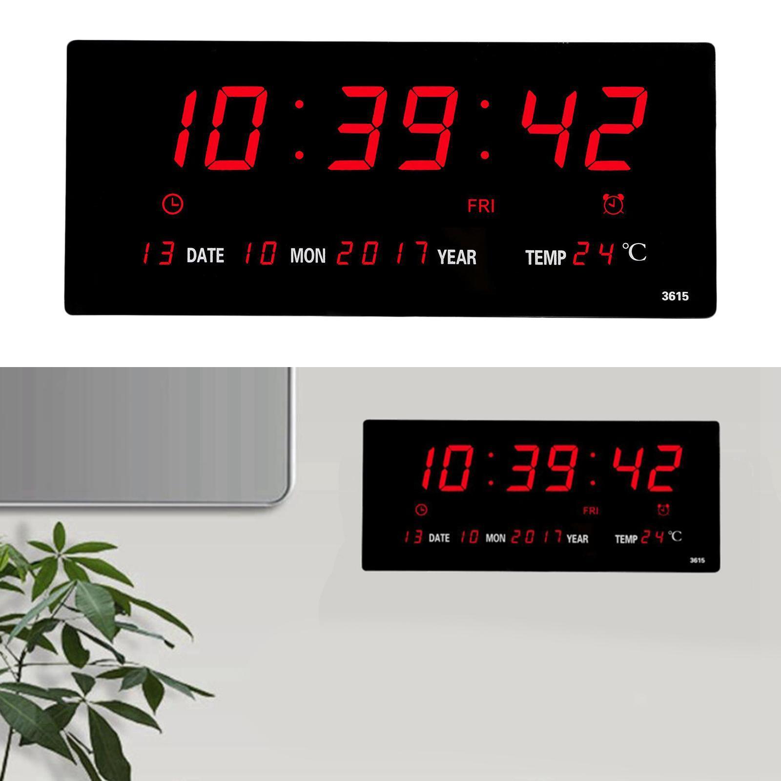 Digital Home Temperature Large Big Jumbo LED Wall Desk Clock With ...