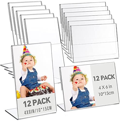 24 Pieces Acrylic Frame Stands Sign Holder Clear Flyer Display Stand ...