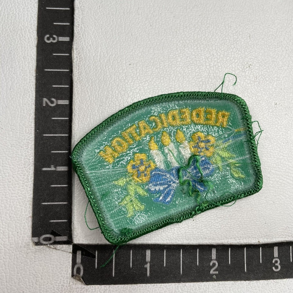 Vtg Candles Flowers Dedication Commitment REDEDICATION Patch 09WI | eBay