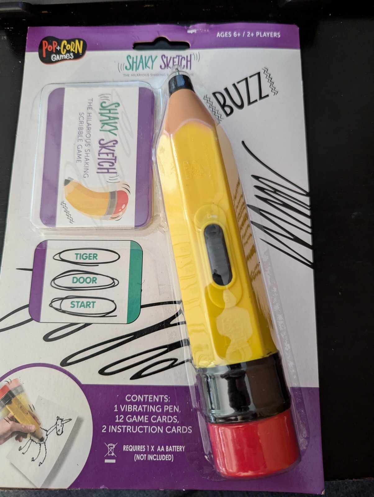 Pop+Corn Games 7'' Shaky Sketch Vibrating Pen and 12 Game Cards | eBay