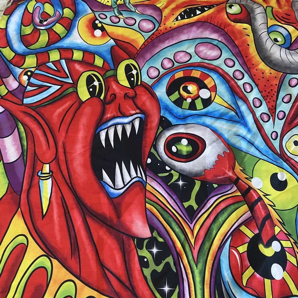 Trippy Psychedelic Tapestry Cloth For Wall Or Other . Creepy , Monster ...