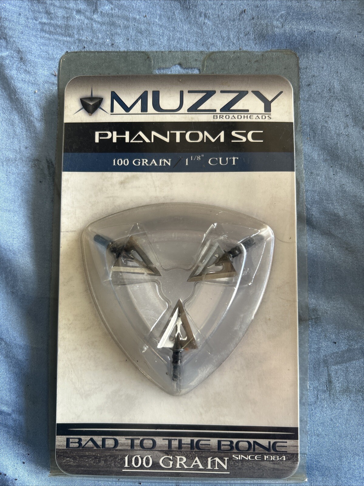 Muzzy Phantom SC 100 Grain: 4 Blade Steel Broadheads 3 Pack: 1 1/8" Cut ...