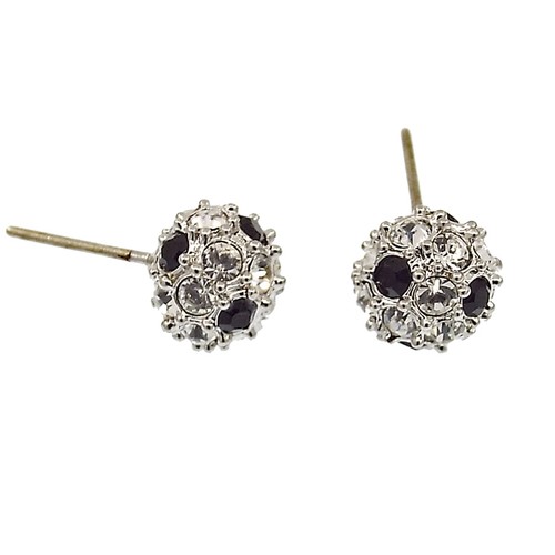 Ball 18K W GP Gold Plated Stud Earring Jewelr Costume Black Clear ...