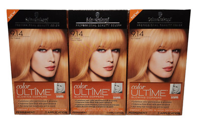 3X Schwarzkopf Color Ultime Glowing Coppers Hair Color Icy Copper 9.14 ...