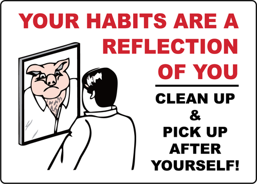 YOUR HABITS ARE REFLECTION OF YOU - CLEAN UP | Adhesive Vinyl Decal ...