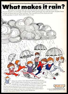 1966 Health Tex Vintage PRINT AD Childrens Clothing Education Rain ...