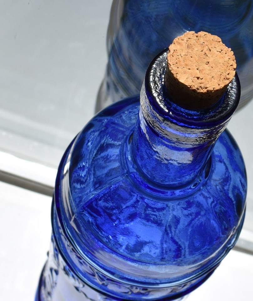 Vintage/Antique Cobalt Blue Glass Bottle Jar Medicine, Poison Decanter ...