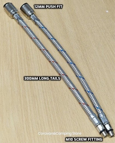 12mm Push Fit to M10 Flexi Tap Hose Tail Caravan Motorhome Campervan ...