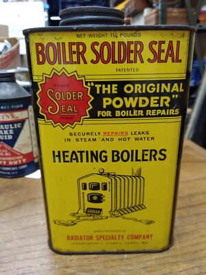 Vtg Boiler Solder Seal Original Powder Boiler Repair Half Full 1 1/4 ...