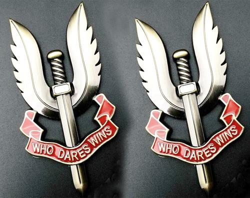 2pcs Bronze SAS Who emblem Full Metal Who Dares Wins SAS Badge Fender ...