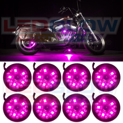 LEDGLOW 8PC PINK POD LED MOTORCYCLE NEON UNDERGLOW LIGHTING LIGHTS KIT ...