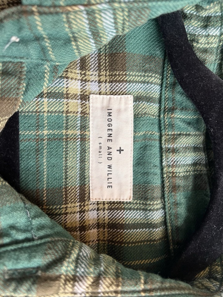 Imogene and Willie Green Flannel Shirt Size S Made In USA Long Sleeve ...