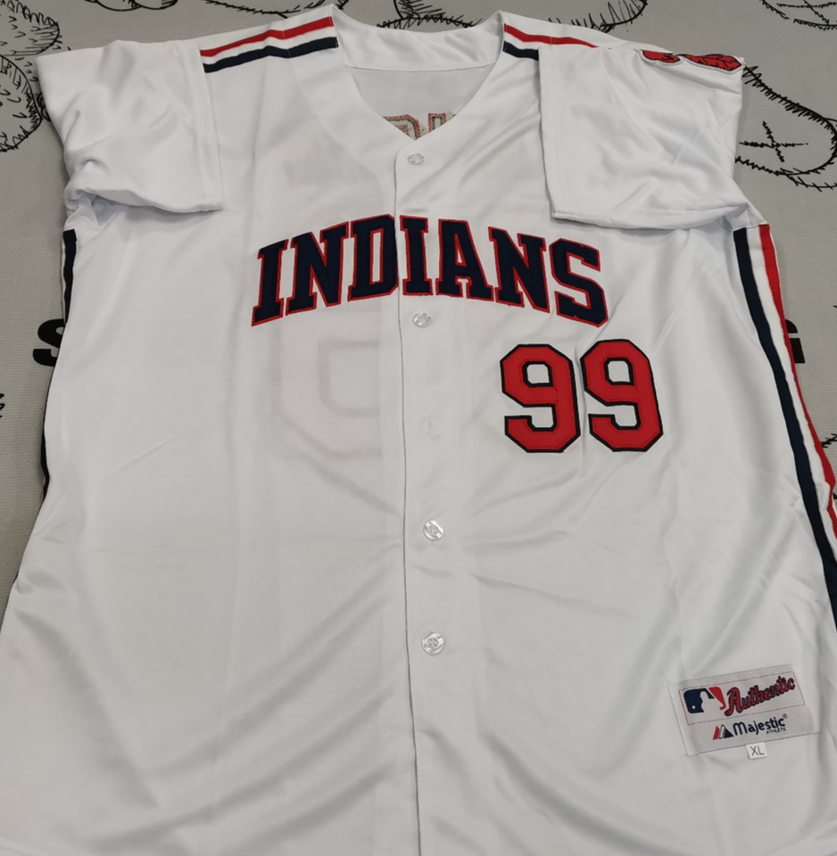 VINTAGE Size L Ricky Vaughn #99 Indians Throwback White Stitched Jersey ...