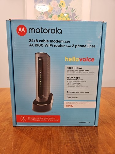 Motorola MT7711 AC1900 Dual-Band 24x8 Cable Modem Plus Wi-Fi Router ...