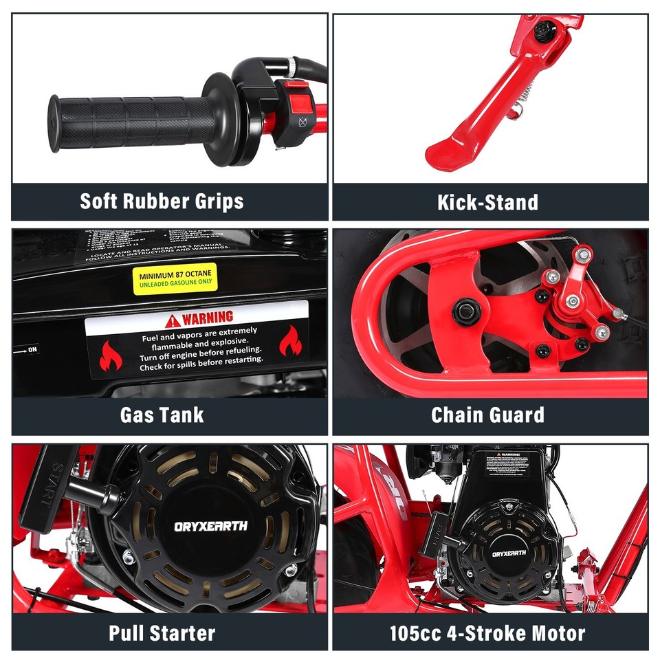 Oryxearth 105cc 4 Stroke Mini Dirt Bike 24MPH Off Road Gas Powered ...