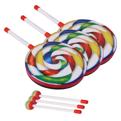 3Pieces 7.9" Rainbow Color Lollipop Hand Drum Musical Toys with Mallet ...