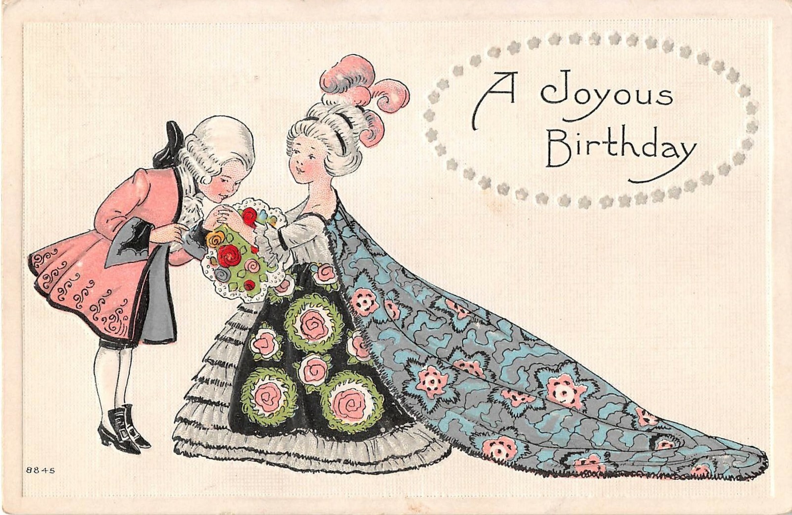 1915 Art Deco Birthday Postcard of Cute Colonial Boy Bowing To Kiss ...