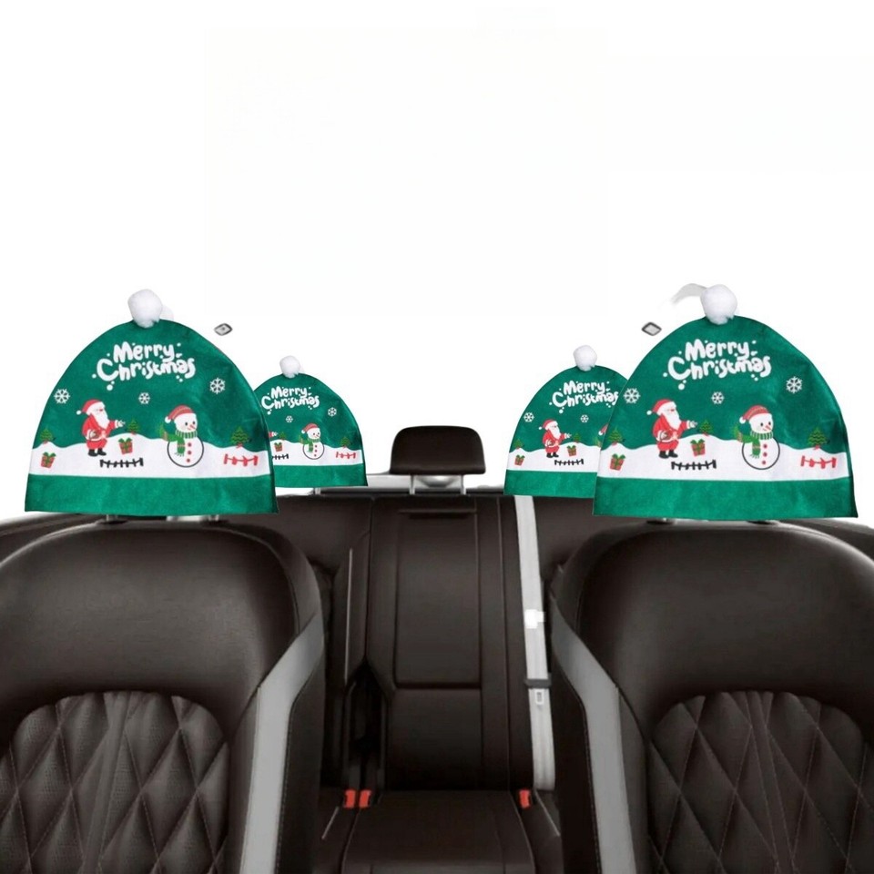 4x Santa Claus Hat for Car Seat Headrest Funny Car Decoration Interior ...