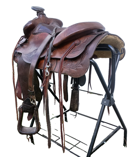TexTan Hereford Roping/Ranch Saddle w/Rear Cinch & Tie Straps 15" Brown | eBay