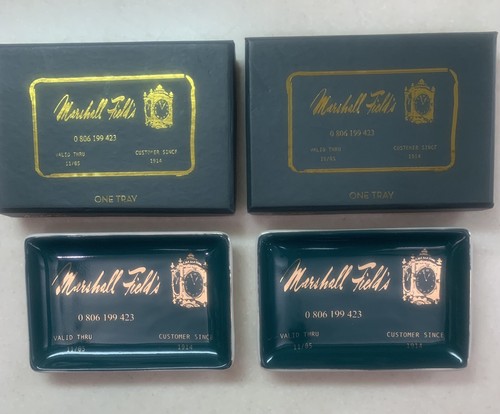 2 MARSHALL FIELD'S PORCELAIN CREDIT CARD TRAYS CLOCK WITH BOX MINT ...