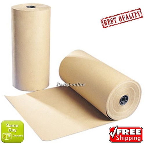 25m x 600mm 24" 24 STRONG BROWN KRAFT WRAPPING PAPER 90gsm roll heavy ...
