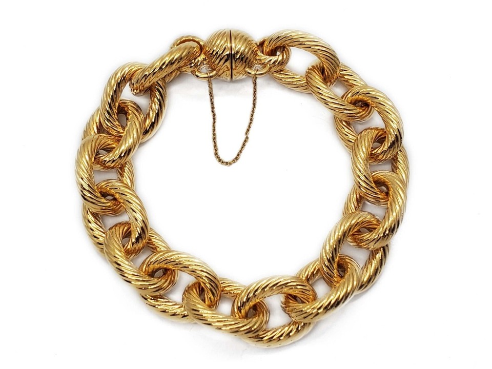 Milor Designer 14k Gold Resin 15.5mm Cable Oval Link Bracelet 7" | eBay