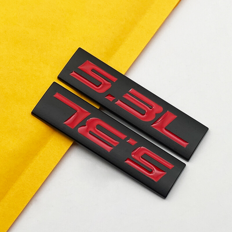 2x Metal Black & Red 5.3L Engine Emblem 5.3 Sport Turbo V6 V8 Badge Car ...