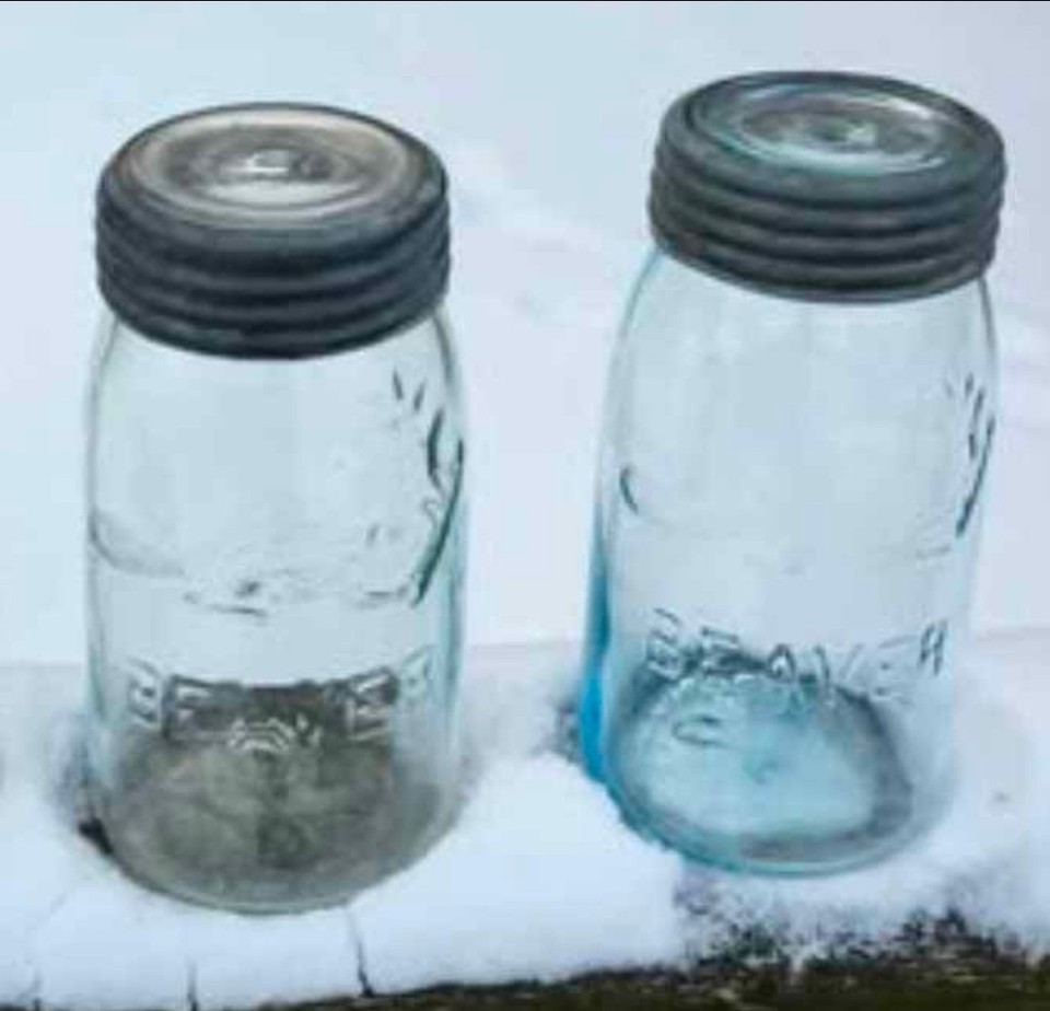 "A" High Back BEAVER Blue Green Glass Canning Sealer Mason Fruit Jars ...