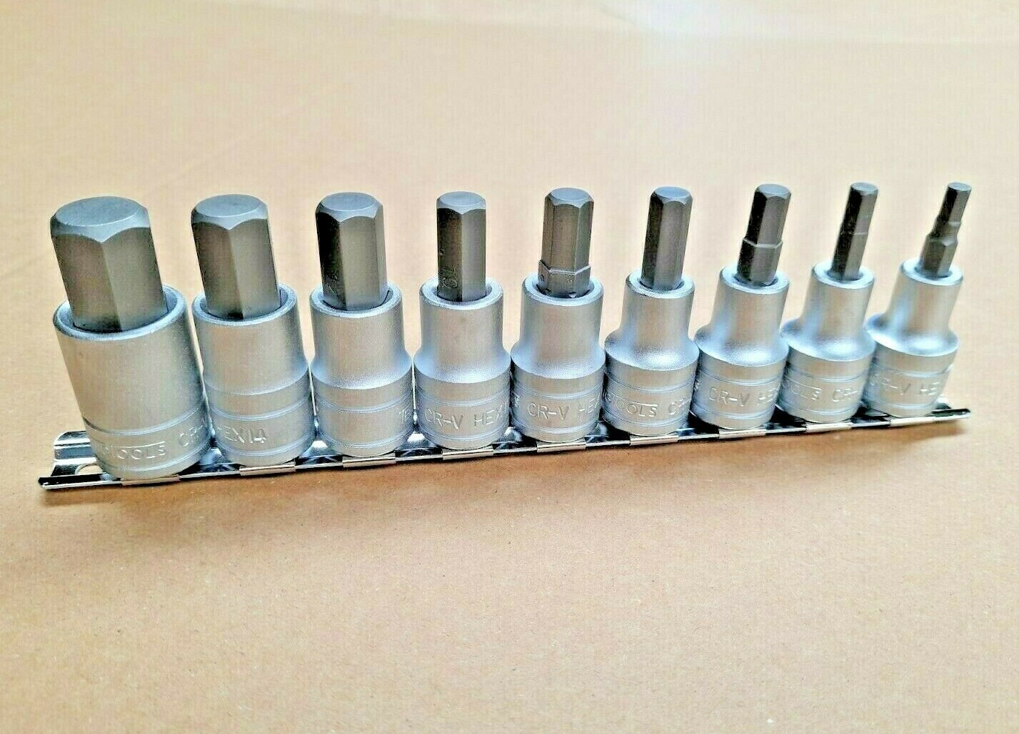 Teng Tools Hex Bit Socket Set 9Pc 1/2" Dr. 5 -17mm Socket Rail M1212 ...