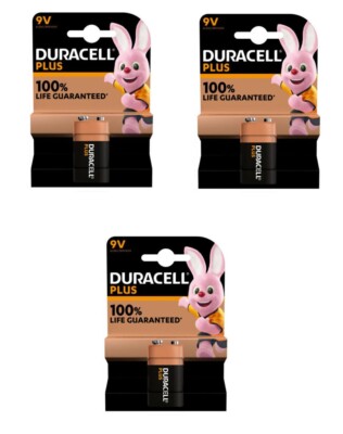 3x 9v Duracell Plus Alkaline Batteries 9 Volt Block Battery x 3 | eBay