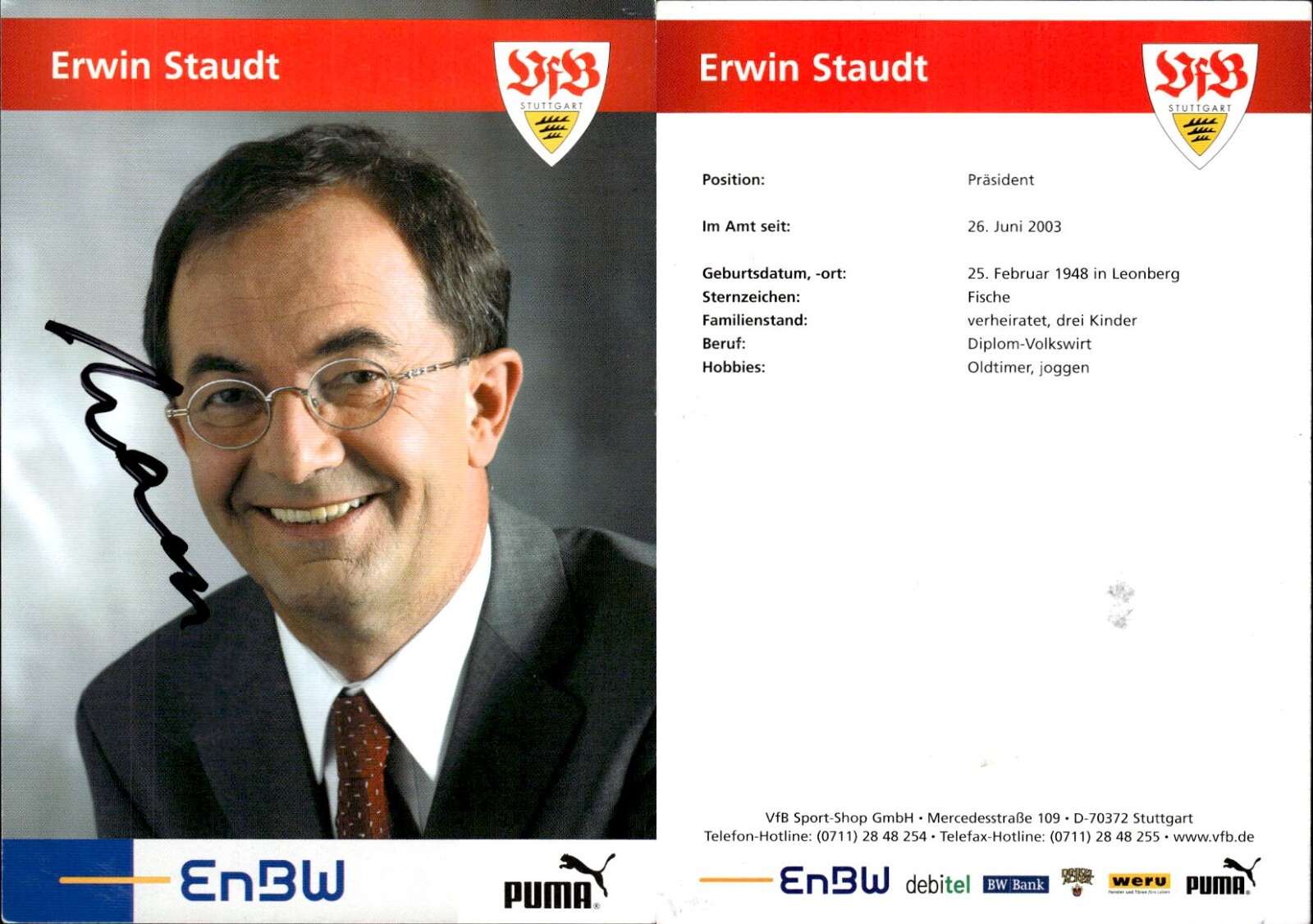 Erwin Staudt 2 Vfb Stuttgart Autograph Autograph Card Ak Football | eBay UK