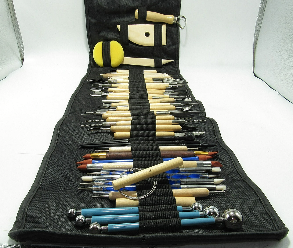 51Pieces Clay Modeling Tool Kit Wood/Meta Reusable Double-Sided Ceramic ...